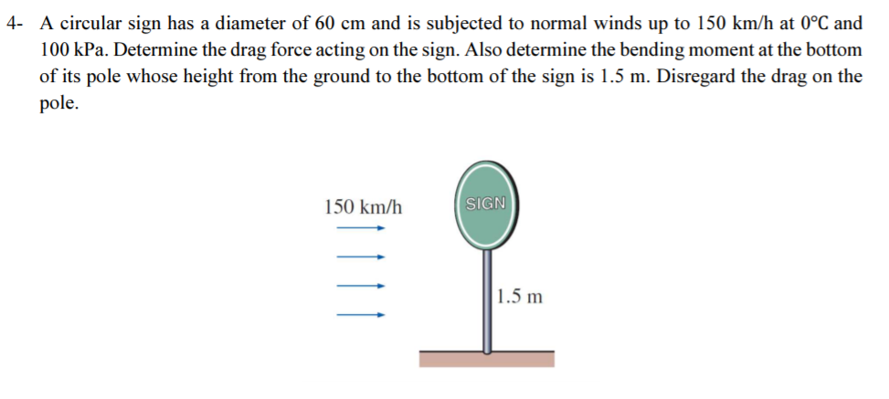 Solved A circular sign has a diameter to 150 km/h at 0°C and | Chegg.com