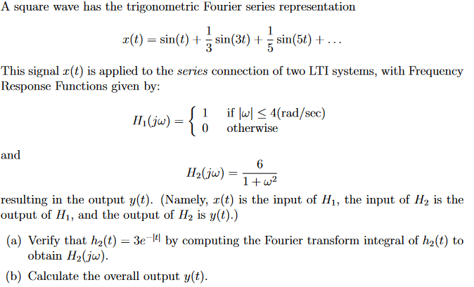 Solved A square wave has the trigonometric Fourier series | Chegg.com