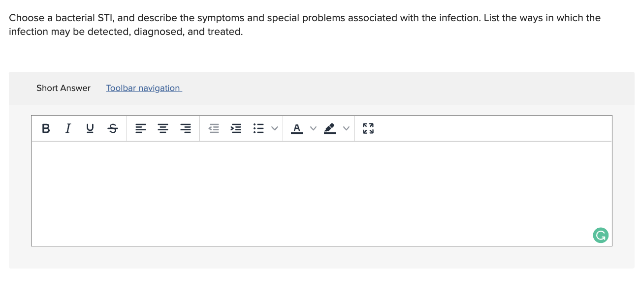 Solved Choose a bacterial STI, and describe the symptoms and | Chegg.com