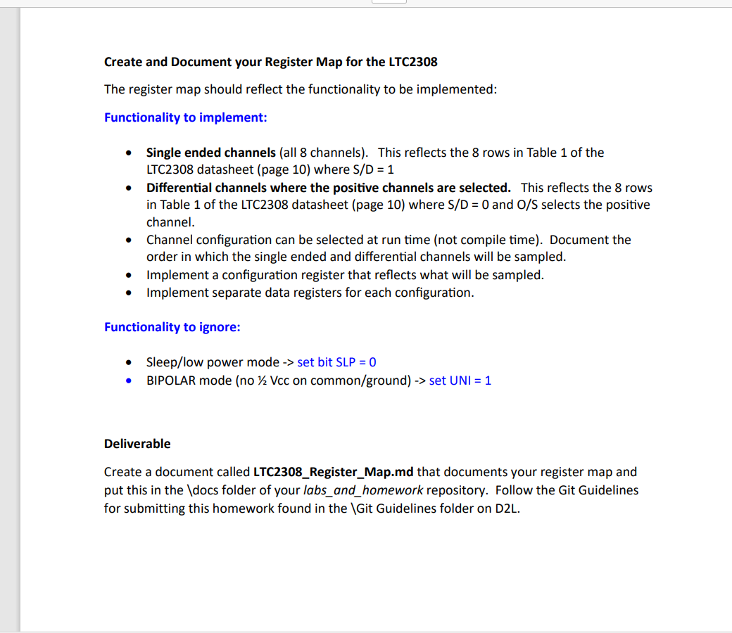 Solved Create and Document your Register Map for the | Chegg.com