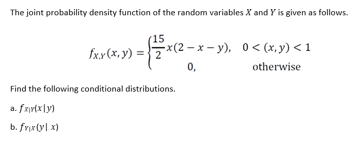 Solved The joint probability density function of the random | Chegg.com
