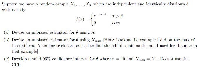Solved Suppose we have a random sample x1,dots,xn ﻿which are | Chegg.com
