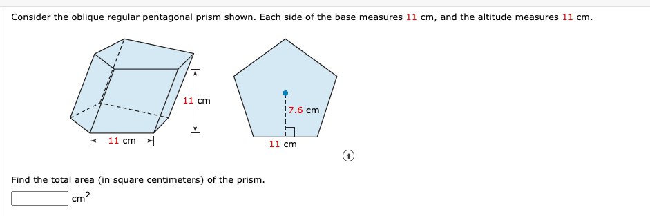 Solved Consider the oblique regular pentagonal prism shown. | Chegg.com