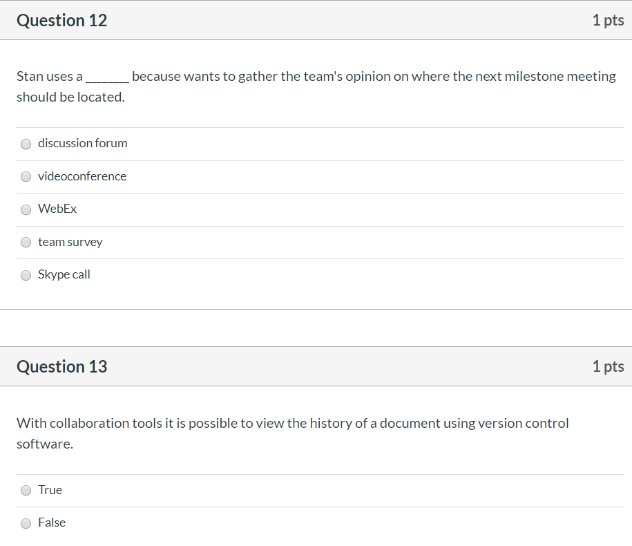Solved Question 10 1 pts If one group member posts an entry | Chegg.com