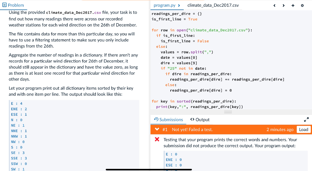 Solved Problem Using the provided climate_data_Dec2017.csv | Chegg.com