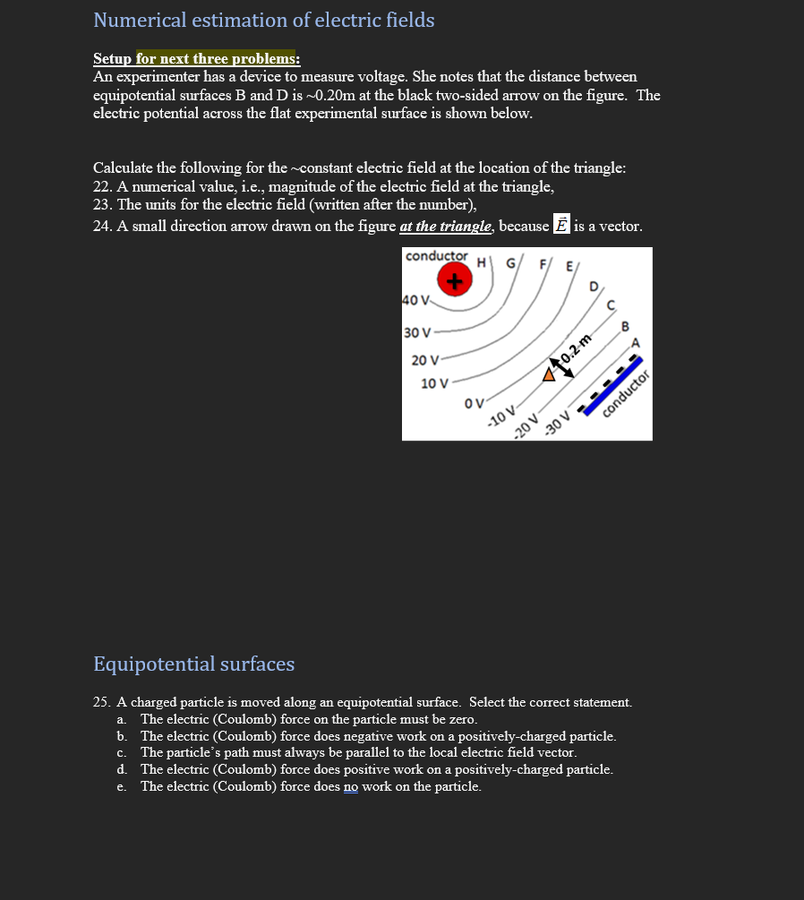 Solved Numerical estimation of electric fields Setup for | Chegg.com