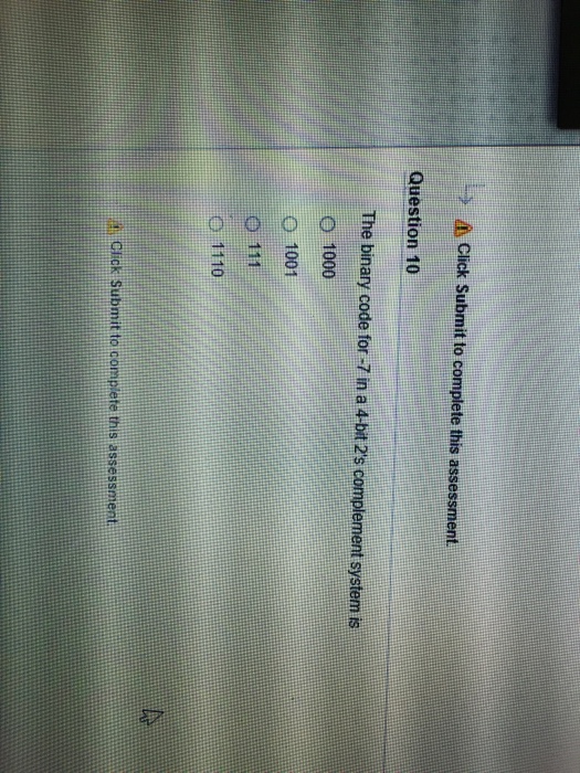Solved The binary code for -7 in a 4-bit 2's complement | Chegg.com