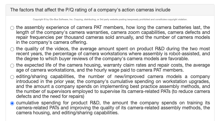 Solved The factors that affect the P/Q rating of a company's | Chegg.com