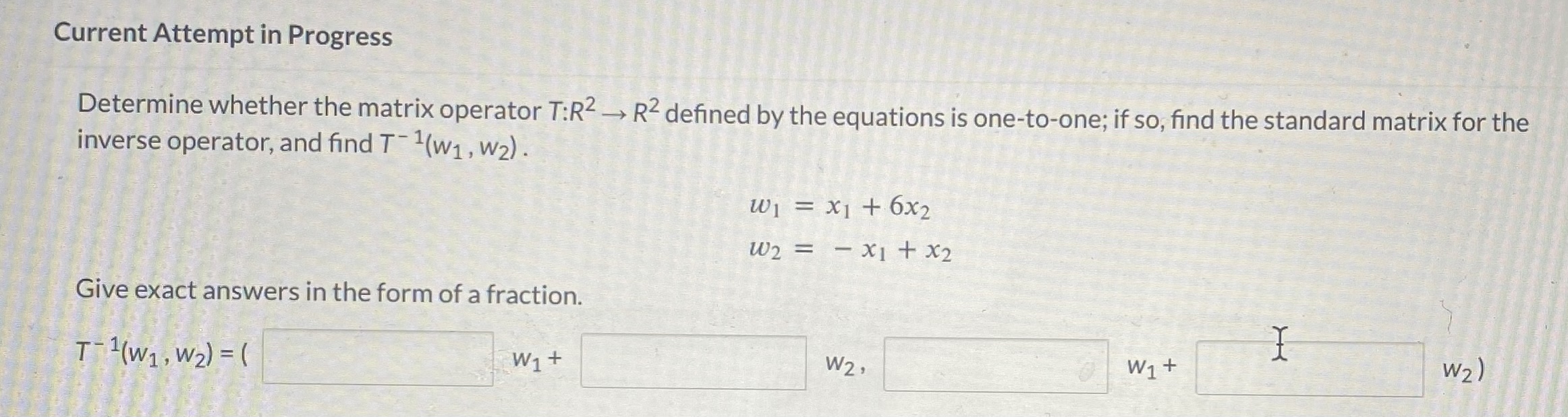 Solved Determine whether the matrix operator T:R2→R2 defined | Chegg.com