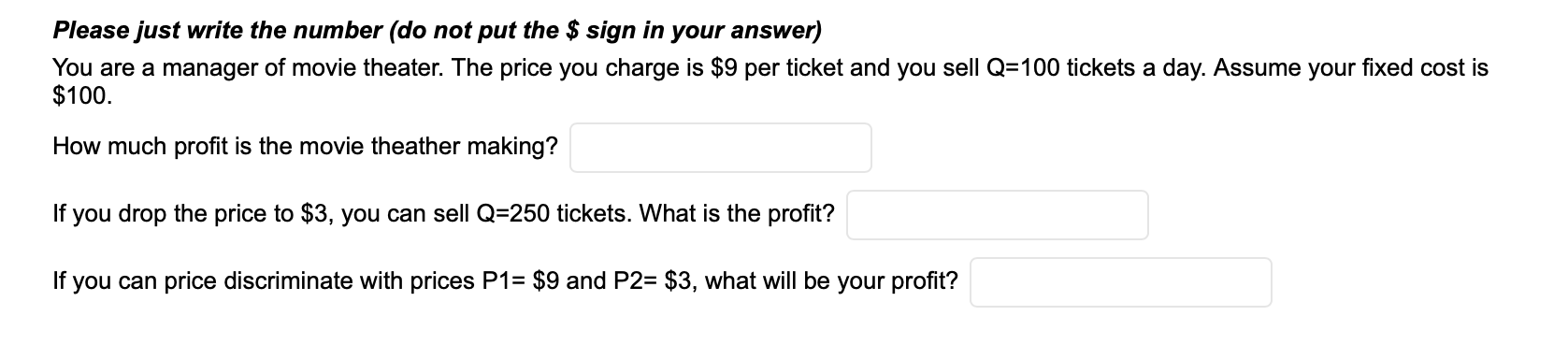 Solved Please just write the number (do not put the $ sign | Chegg.com