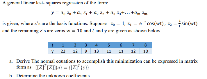 Solved A general linear lest- squares regression of the | Chegg.com