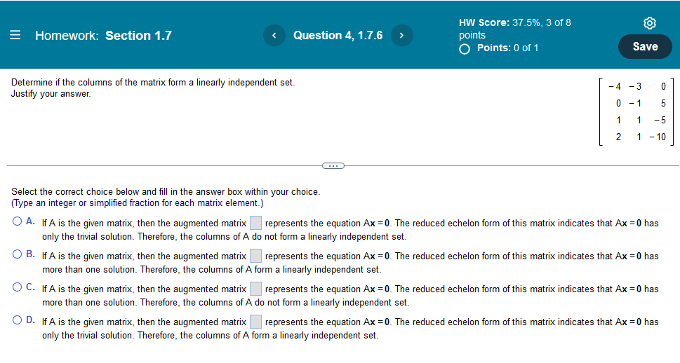 Solved Homework Section 1 7 Determine If The Vectors Are