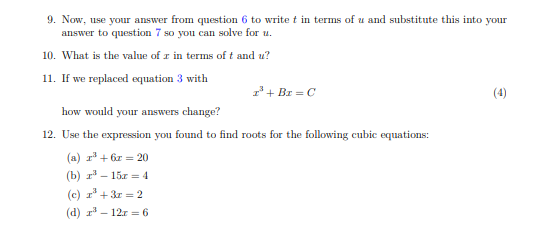 Solved 3 Solving Cubics In this section we will use an | Chegg.com