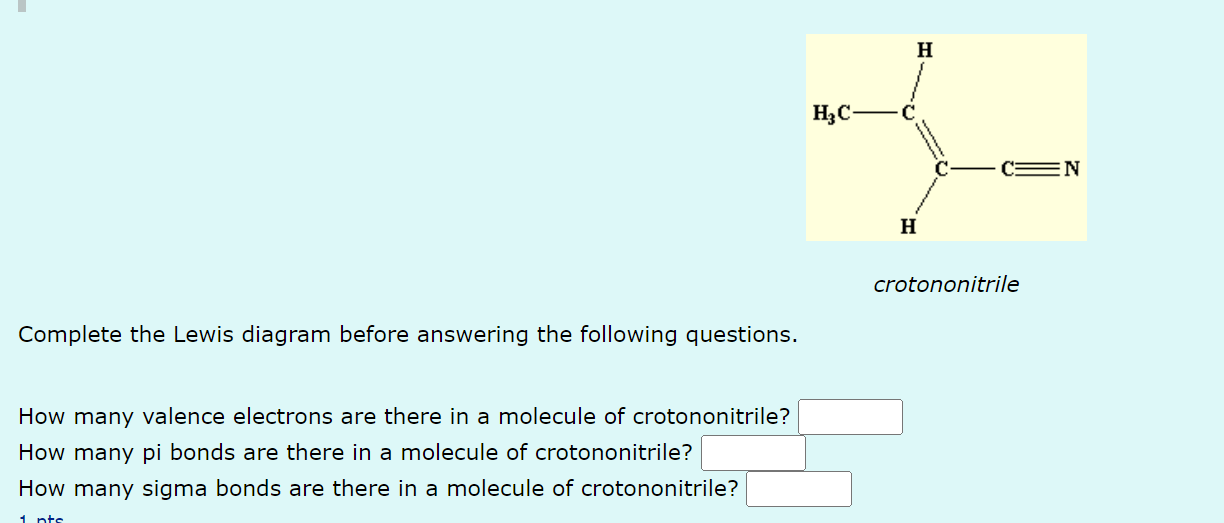 Solved crotononitrile Complete the Lewis diagram before | Chegg.com