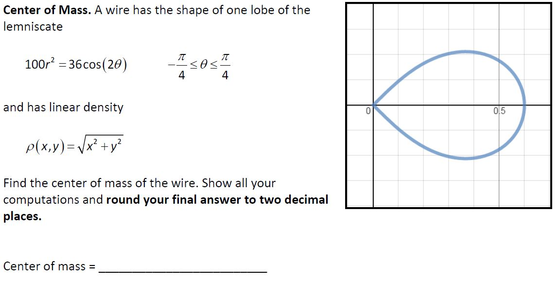 Solved Center of Mass. A wire has the shape of one lobe of | Chegg.com