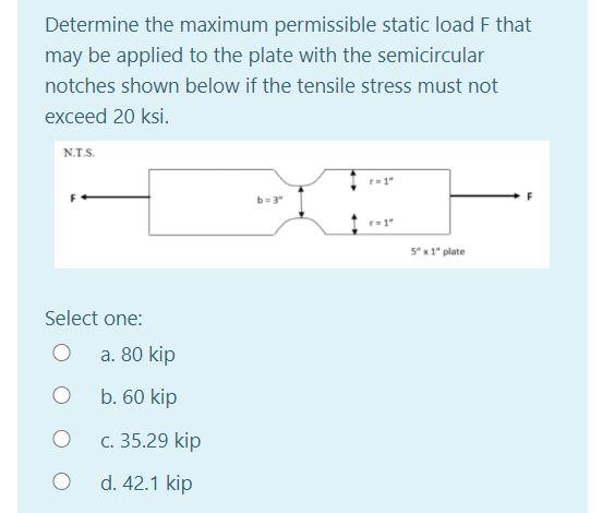 Solved Determine the maximum permissible static load F that | Chegg.com