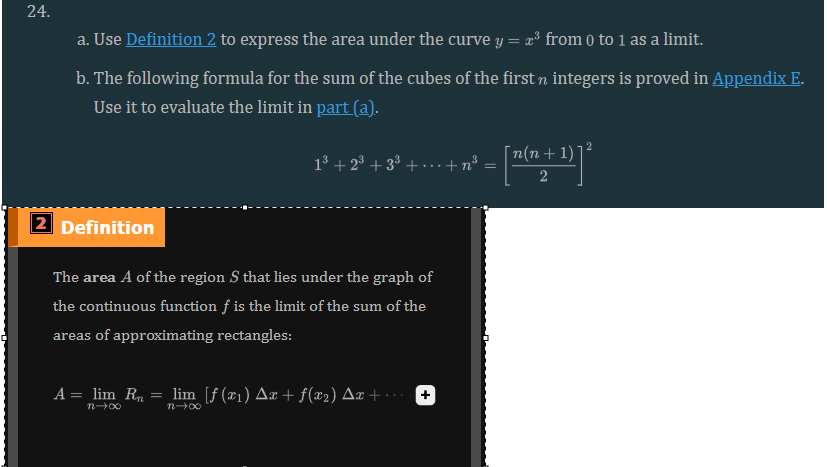 Solved 2 ﻿DefinitionThe area A ﻿of the region S ﻿that lies | Chegg.com