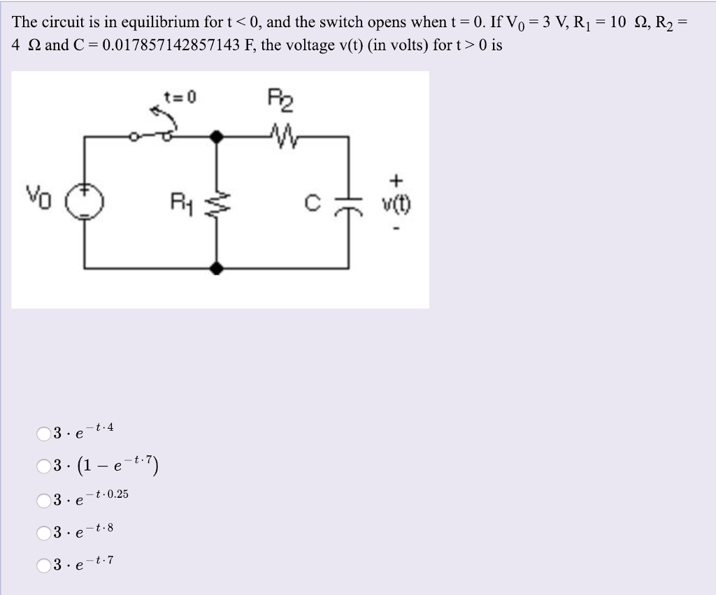 Solved The circuit is in equilibrium for t