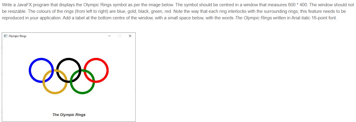 Solved Write a JavaFX program that displays the Olympic | Chegg.com