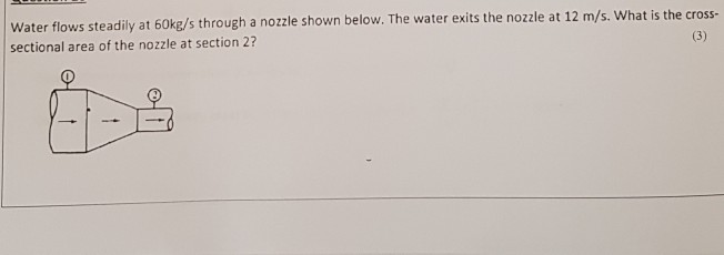 Solved Water flows steadily at 60kg/s through a nozzle shown | Chegg.com
