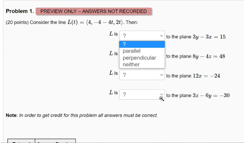 Solved Problem 1. PREVIEW ONLY -- ANSWERS NOT RECORDED (20 | Chegg.com