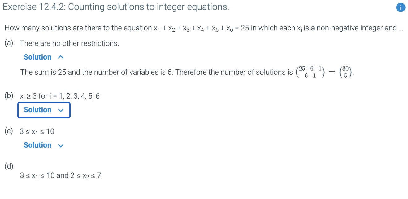 Solved Exercise 12.4.2: Counting solutions to integer | Chegg.com