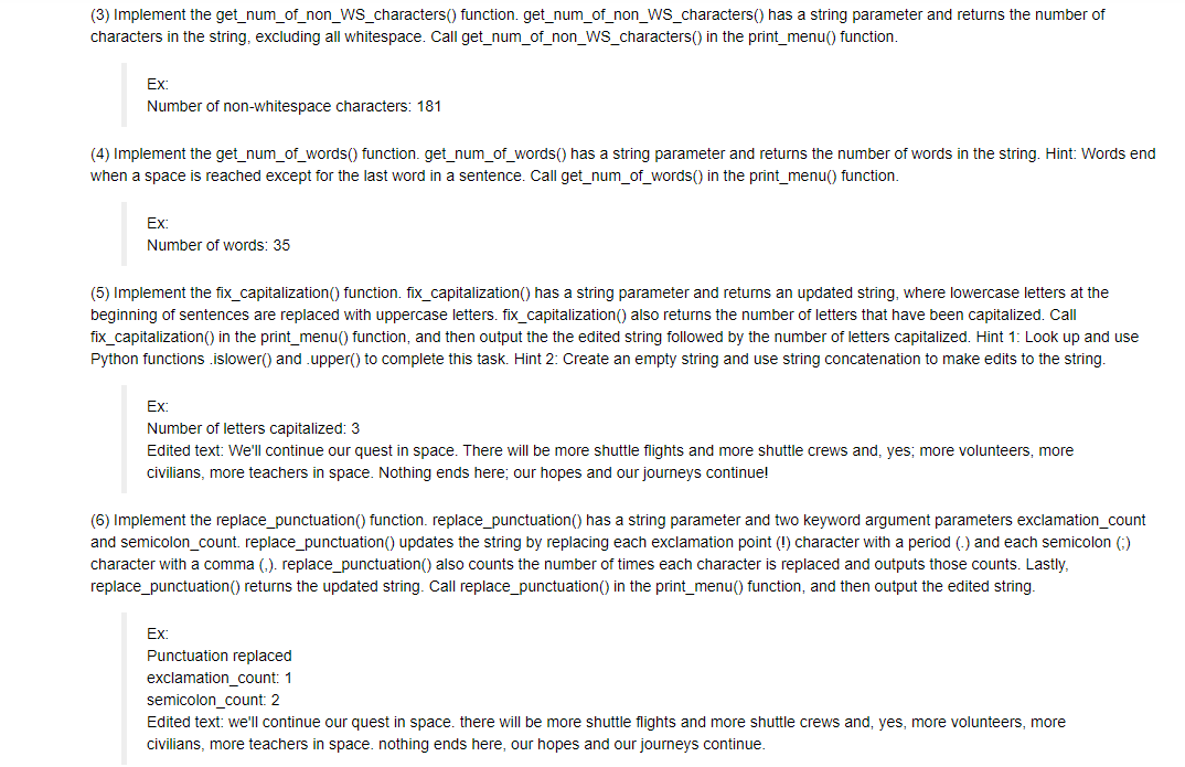 Solved (1) Prompt the user to enter a string of their | Chegg.com