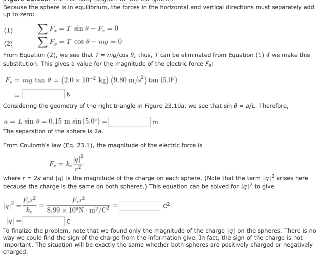 Solved Example 23.4 Find the Charge on the Spheres Problem | Chegg.com