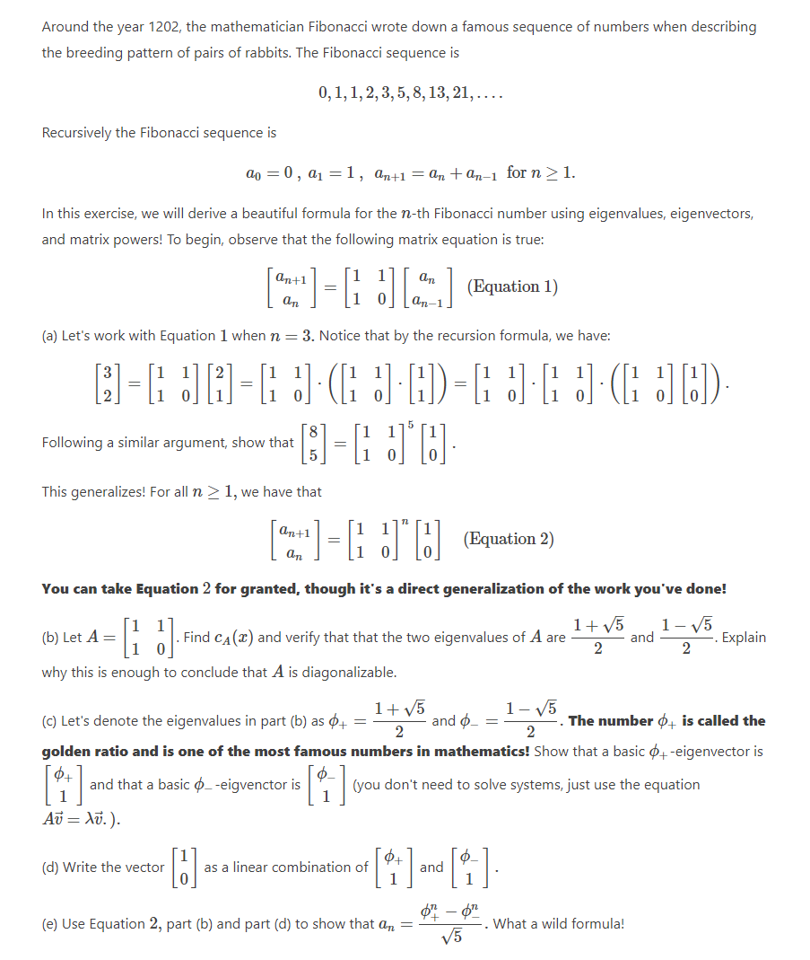 Around the year 1202, the mathematician Fibonacci | Chegg.com