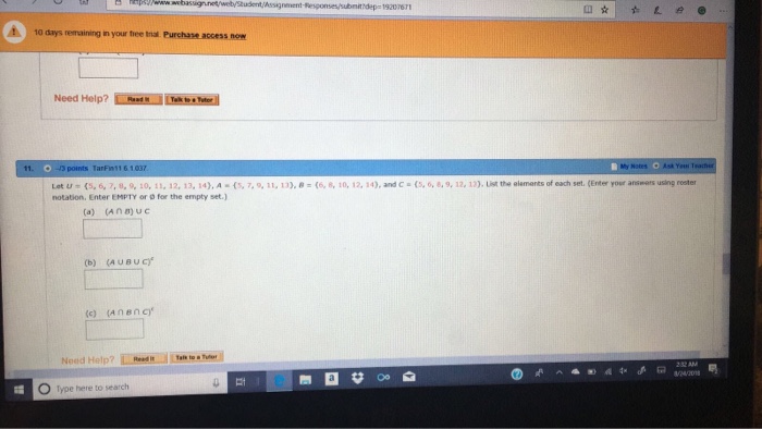 Solved or the set in roster notation. (Enter EMPTY or w Tor | Chegg.com