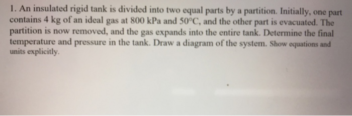 Solved An insulated rigid tank is divided into two equal | Chegg.com