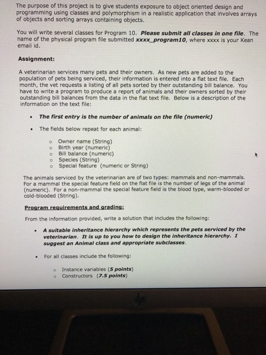 Solved The purpose of this project is to give students | Chegg.com