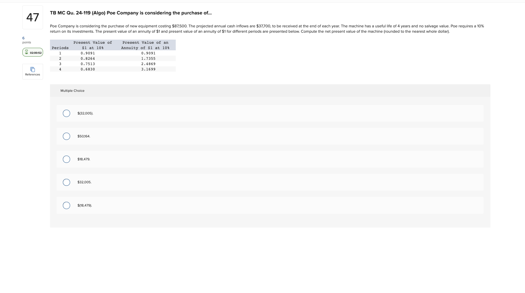Solved TB MC Qu. 24-119 (Algo) Poe Company is considering | Chegg.com
