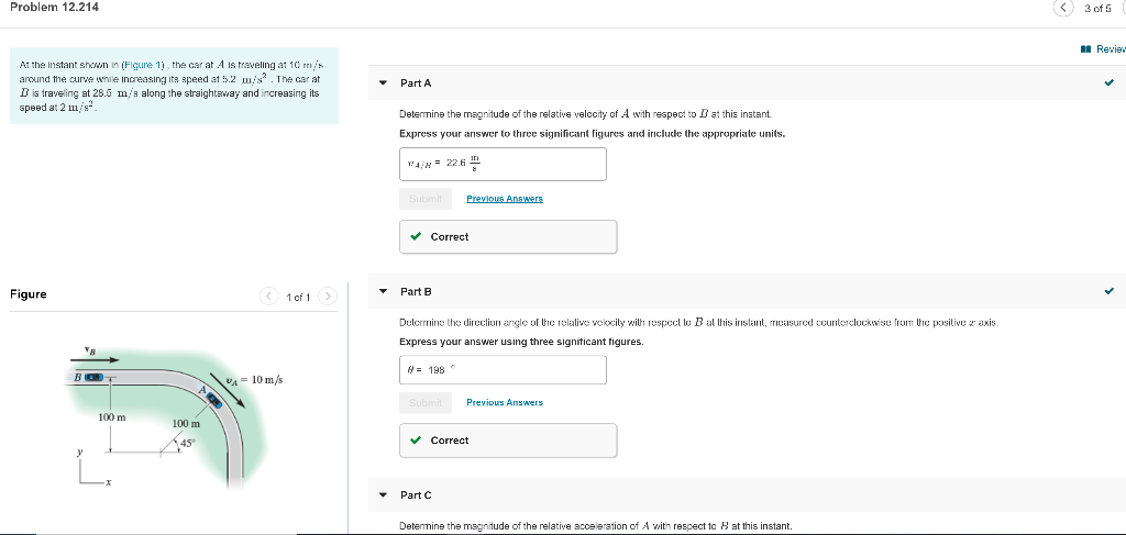 Solved Problem 12.214 3 of 5 Revier At the instant shown in | Chegg.com