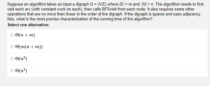 Solved Suppose An Algorithm Takes As Input A Digraph Gve 