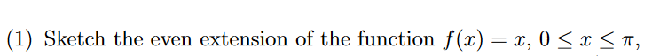 Solved (1) Sketch the even extension of the function f() = | Chegg.com