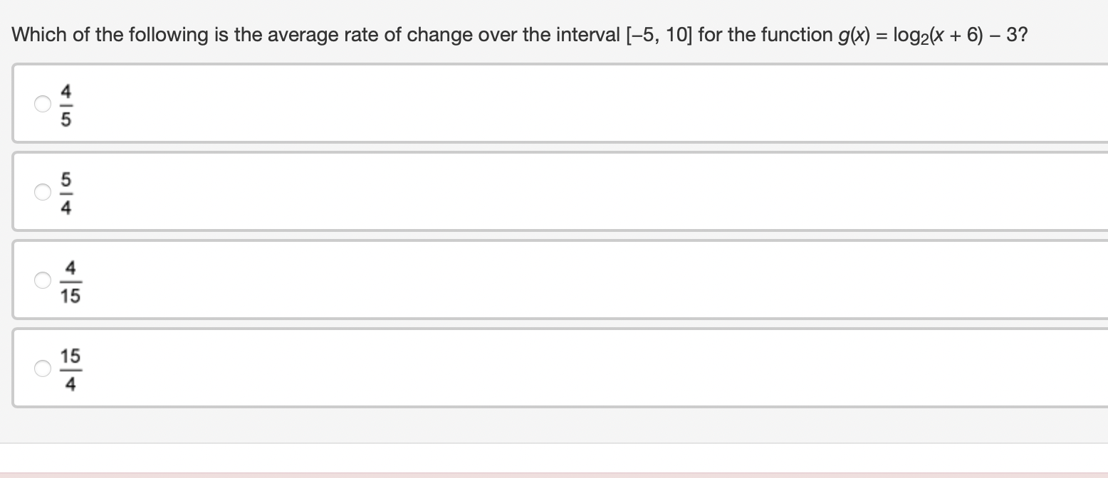 Solved Which of the following is the average rate of change | Chegg.com