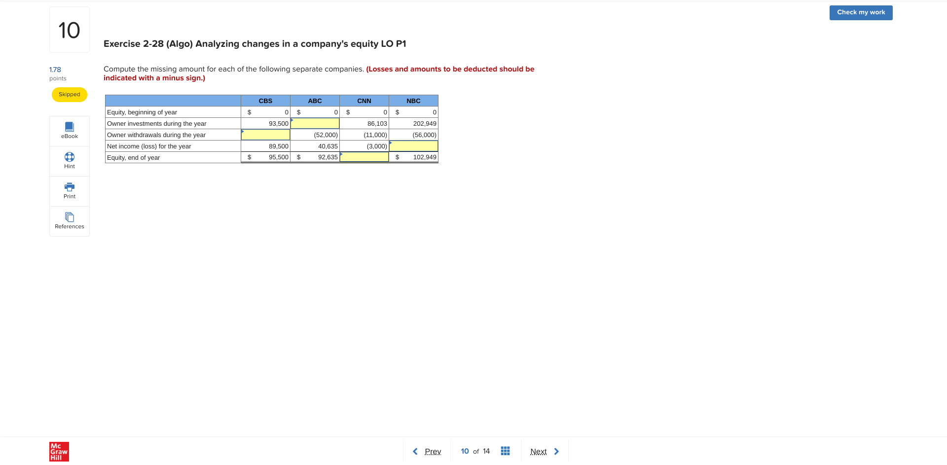 Solved Exercise 2-28 (Algo) Analyzing changes in a company's | Chegg.com