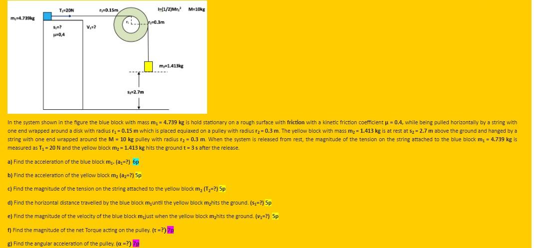 Solved In the system shown in the figure the blue block | Chegg.com