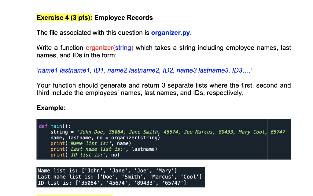 Solved Exercise 4 (3 pts): Employee Records The file | Chegg.com