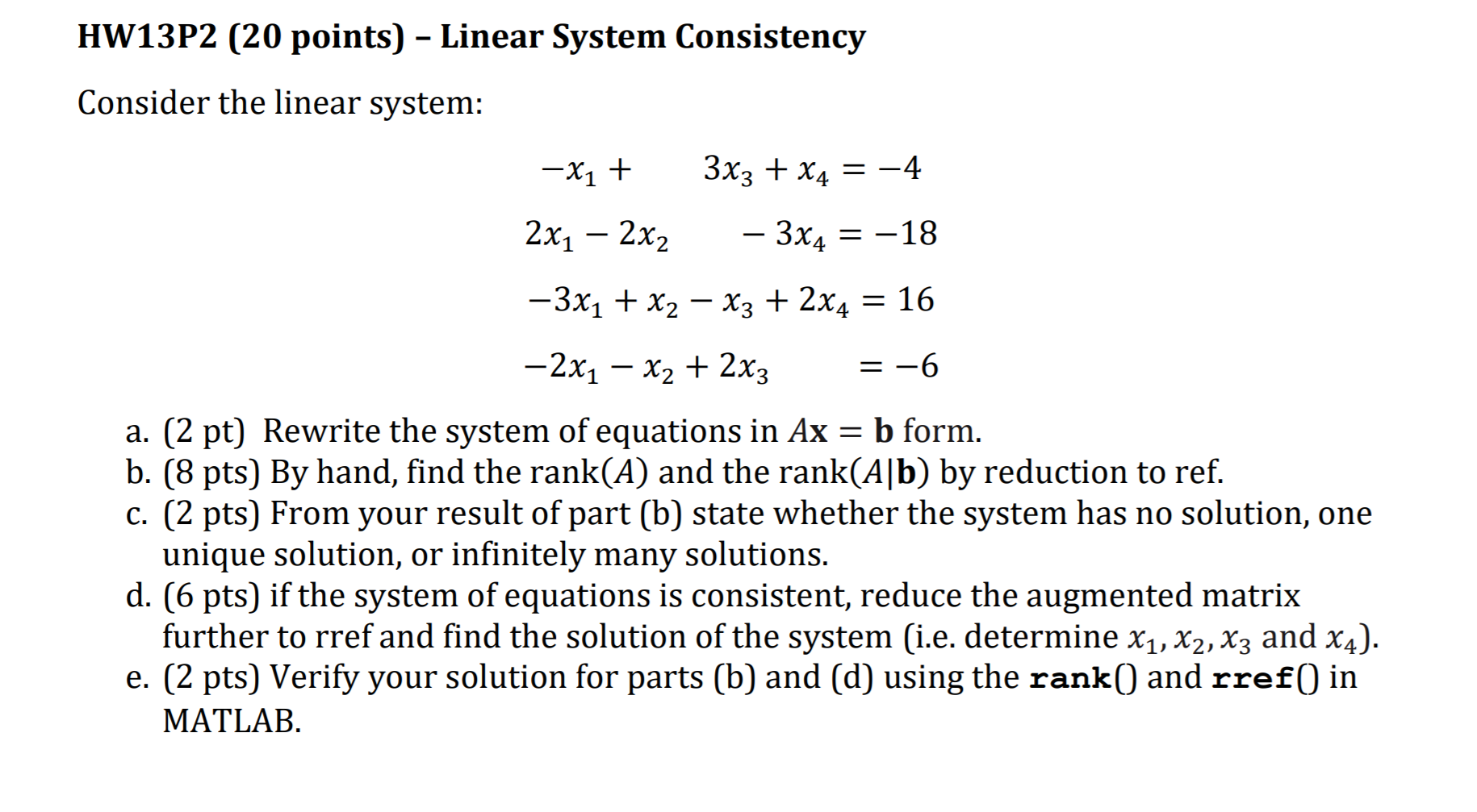 Solved HW13P2 (20 points) - Linear System Consistency | Chegg.com