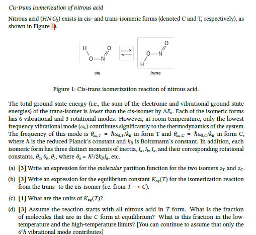 Solved Cis-trans isomerization of nitrous acid Nitrous acid | Chegg.com