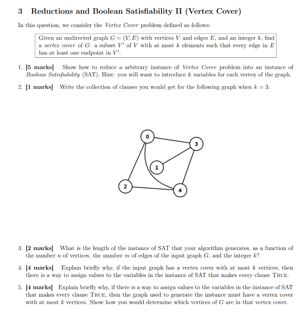 3 Reductions and Boolean Satisfiability II (Vertex | Chegg.com