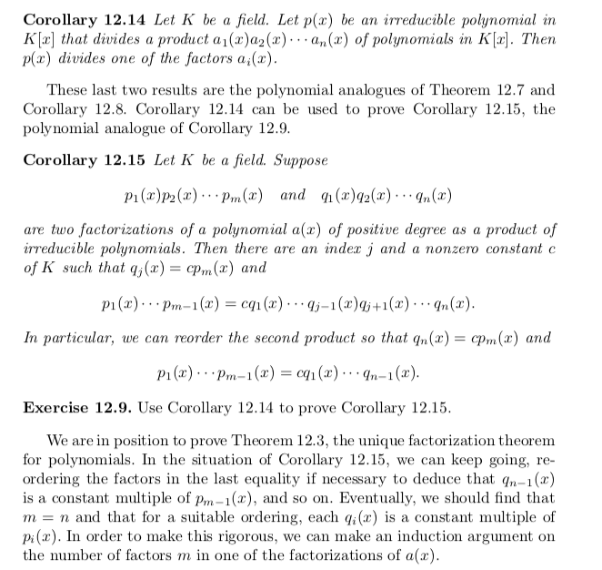 Solved Corollary 12.14 Let K be a field. Let p(z) be an | Chegg.com Solved Corollary 12.14 Let K be a field. Let p(z) be an | Chegg.com