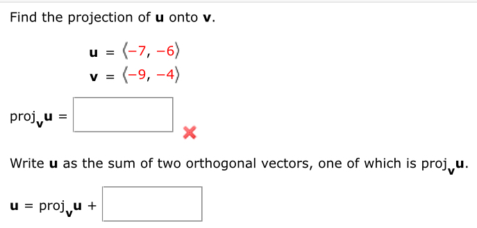 Solved Find the projection of u ﻿onto | Chegg.com