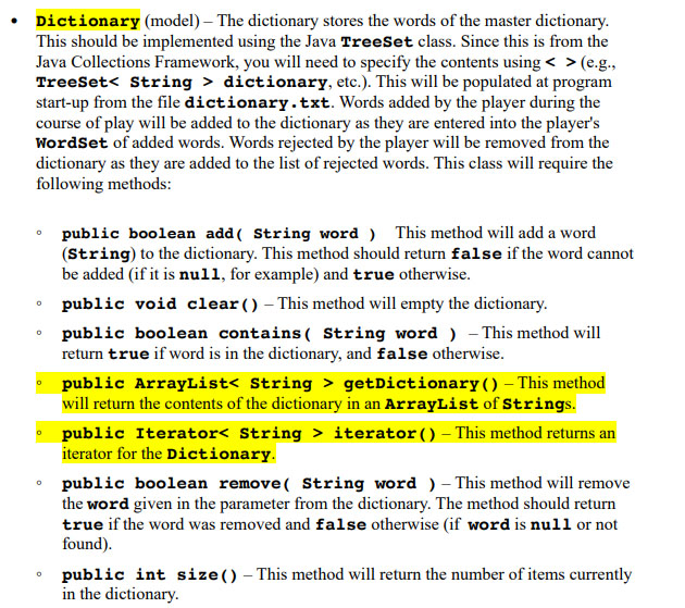 Solved Dictionary Model The Dictionary Stores The Words Of