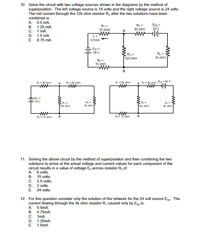 Solved 10. Solve the circuit with two voltage sources shown | Chegg.com