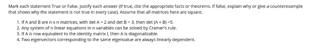 Solved Mark each statement True or False. justify each | Chegg.com
