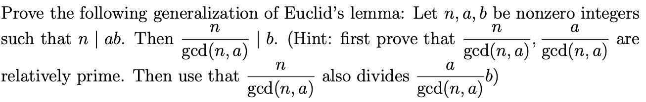 Solved Prove the following generalization of Euclid's lemma: | Chegg.com