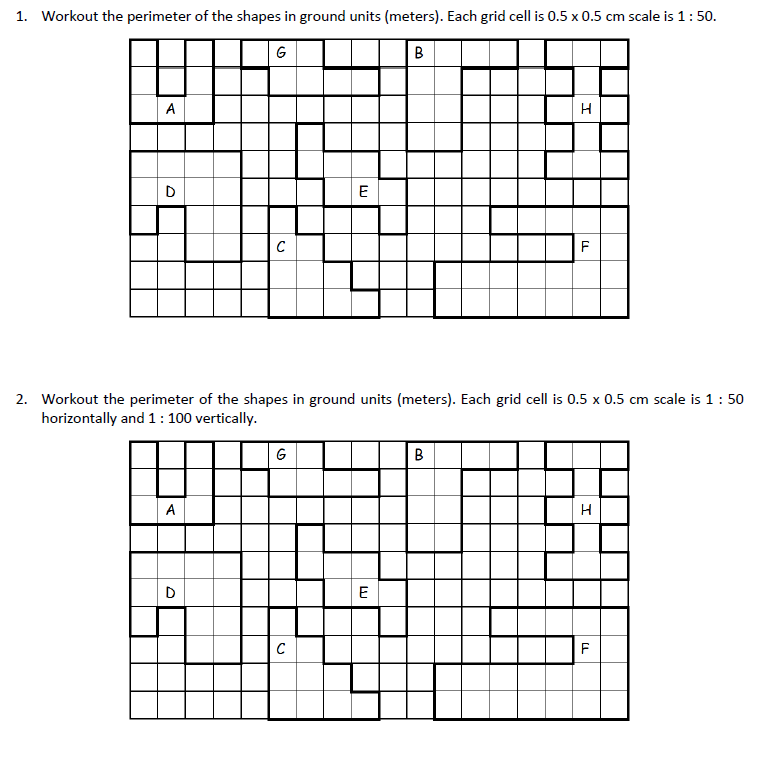 Solved 1. Workout the perimeter of the shapes in ground | Chegg.com